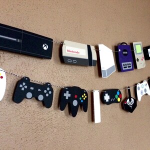 Retro Video Game Birthday Theme Banner, Gamer Party Garland Decor ...