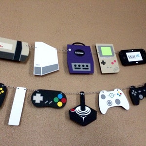 Retro Video Game Birthday Theme Banner, Gamer Party Garland Decor ...