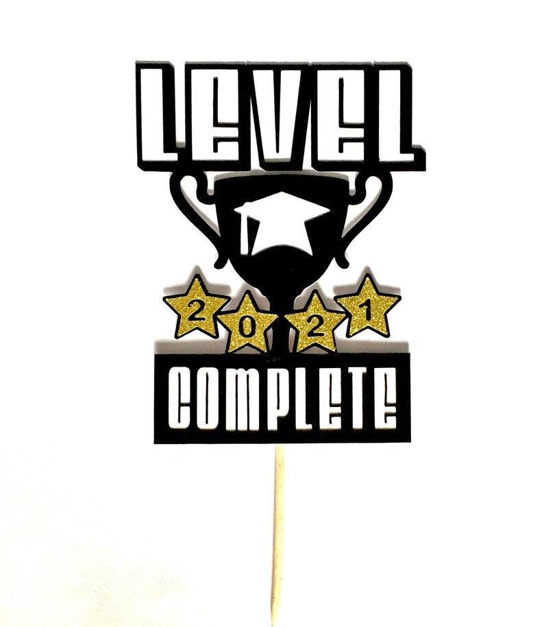 Level Complete Graduation Cake Topper Gamer Theme Graduation | Etsy