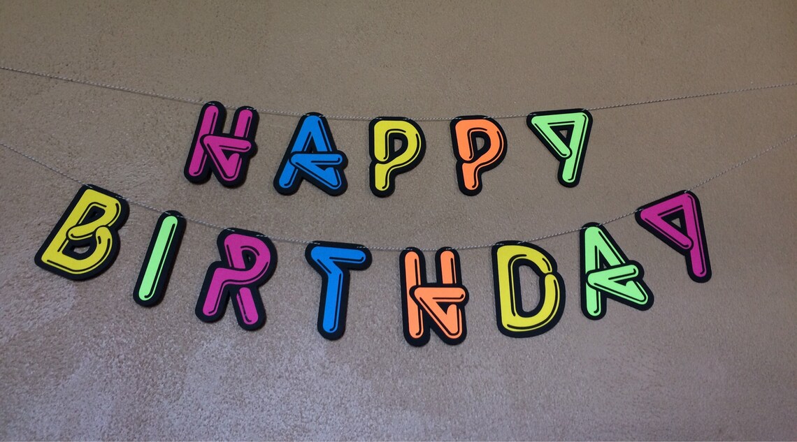 Neon Glow Birthday Banner Glow in the Dark Party Neon Glow | Etsy