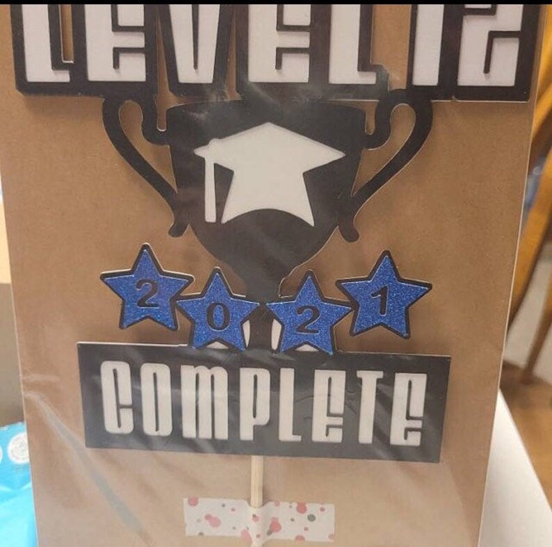 Level Complete Graduation Cake Topper Gamer Theme Graduation | Etsy