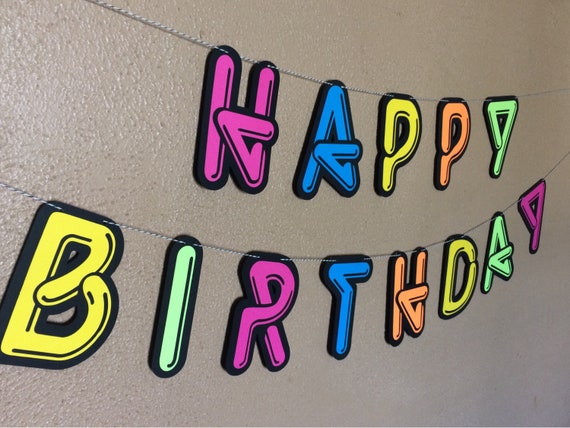 Neon Glow Birthday Banner Glow in the Dark Party Neon Glow | Etsy