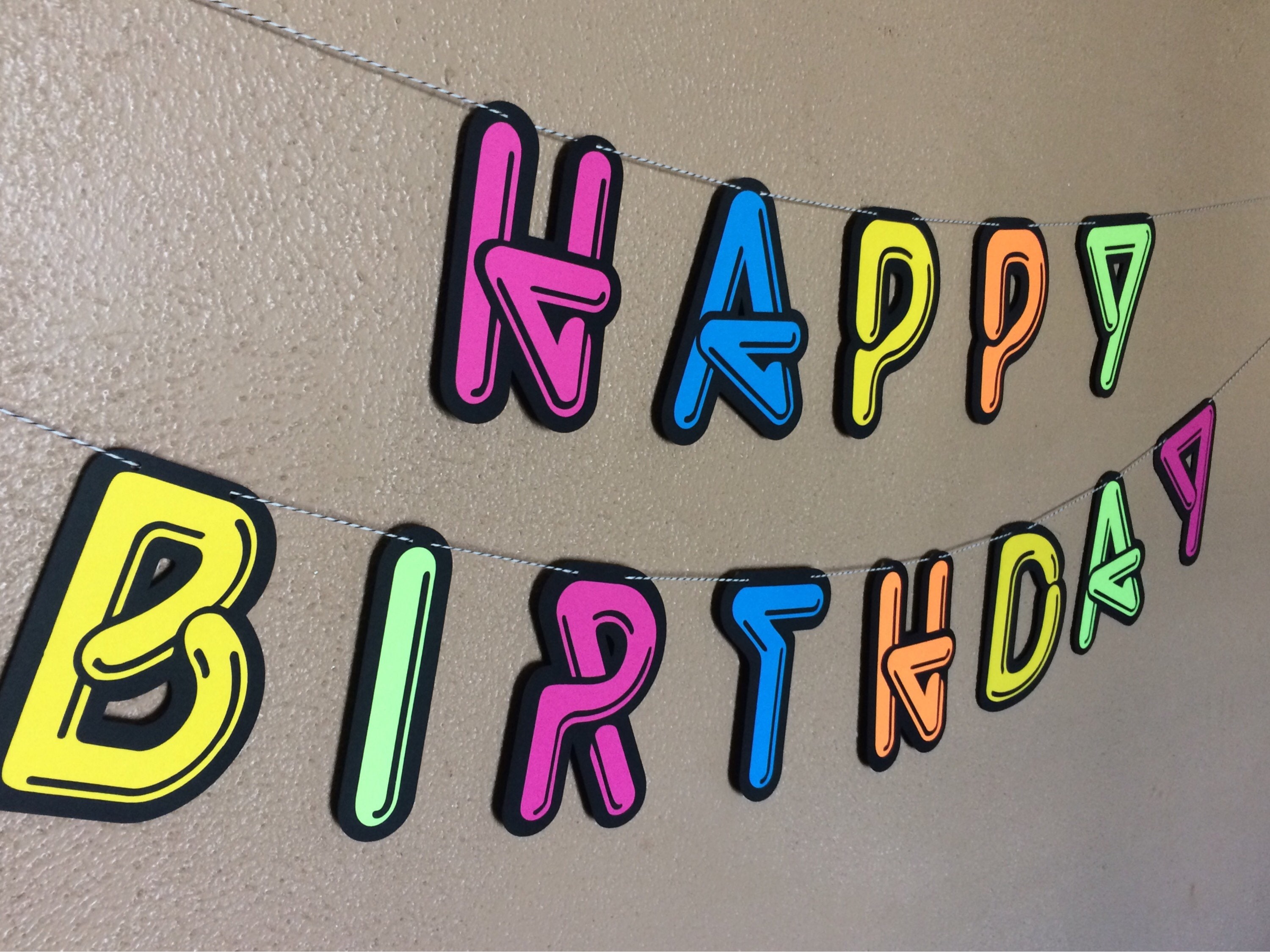 Neon Glow Birthday Banner Glow in the Dark Party Neon Glow - Etsy