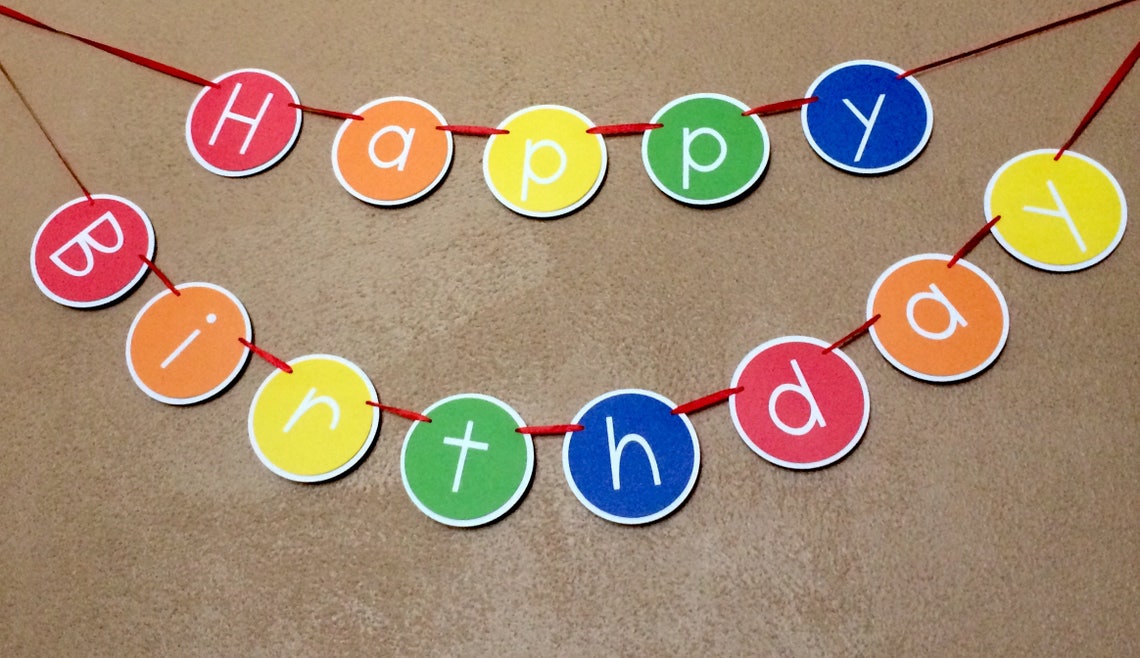Rainbow Happy Birthday Banner Rainbow Decorations Primary - Etsy
