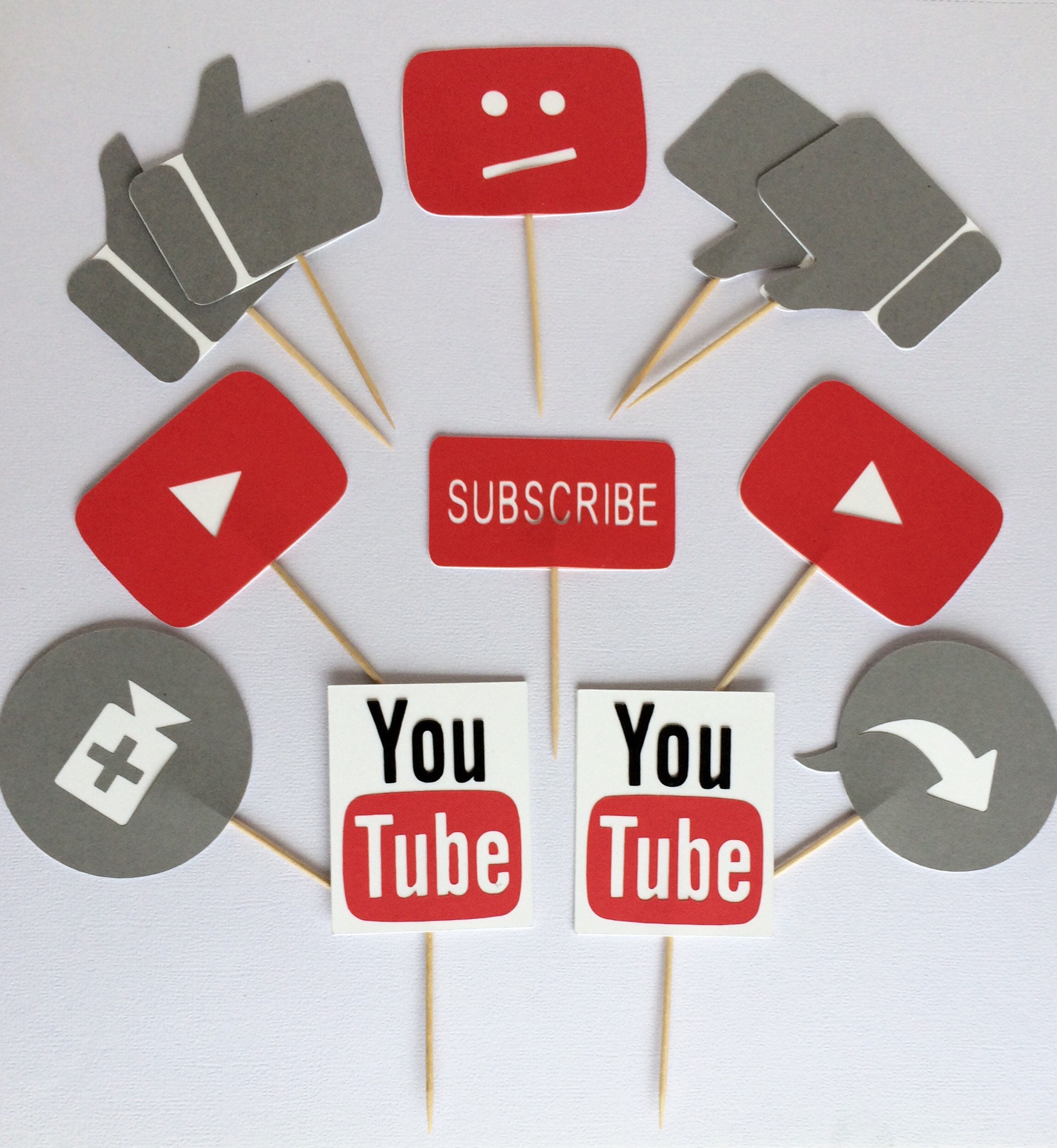 Youtube Party Cupcake Toppers Social Media Birthday Decor | Etsy