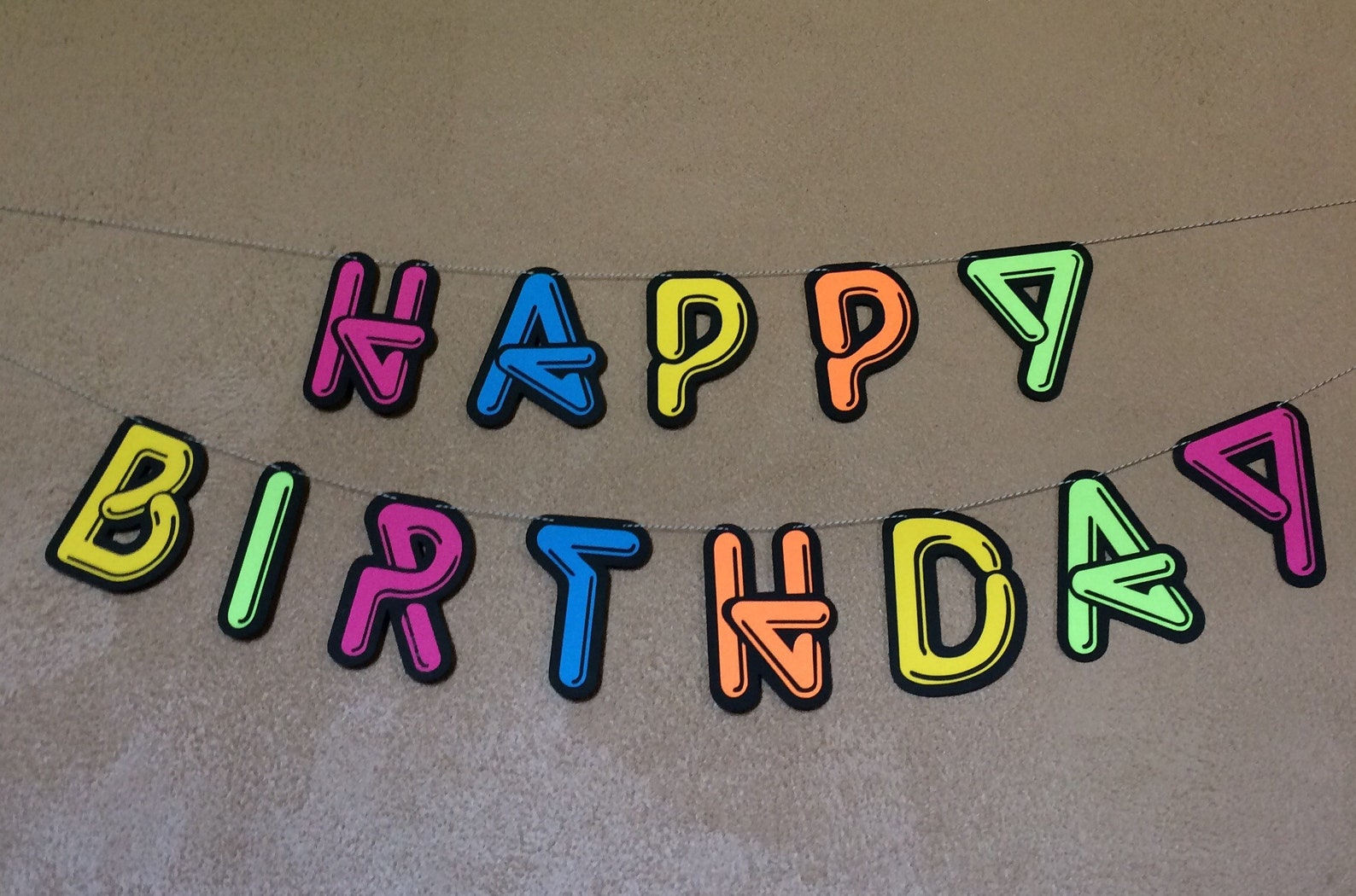 Neon Glow Birthday Banner, Glow in the Dark Party, Neon Glow Banner ...