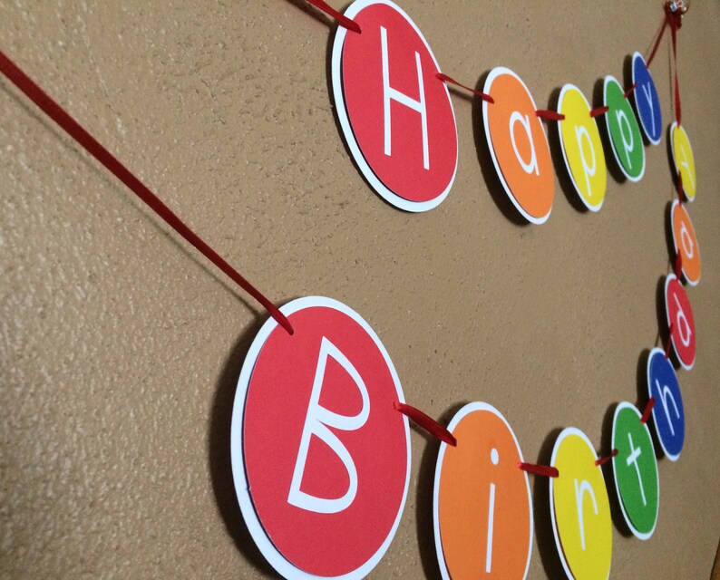 Rainbow Happy Birthday Banner Rainbow Decorations Primary - Etsy