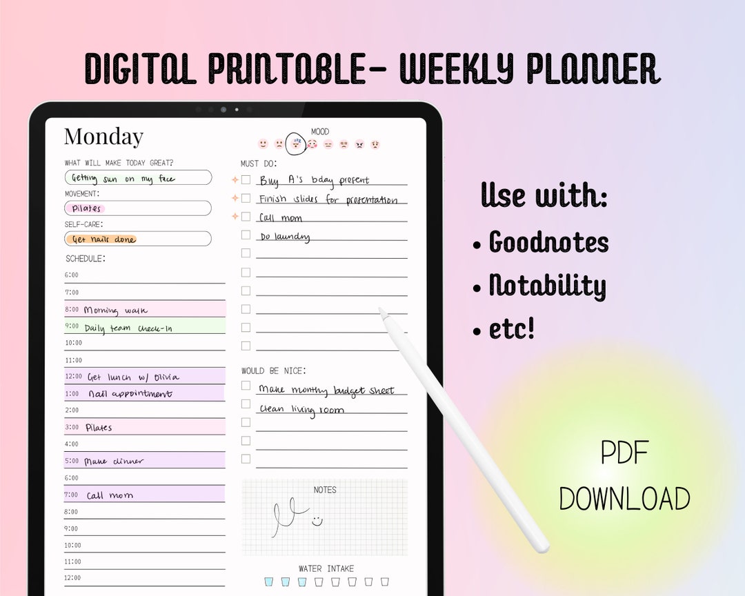 Weekly Digital Planner, Minimal Simple Planner, Goodnotes Planner ...