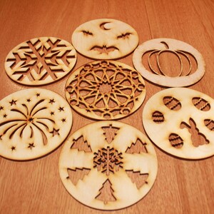 Set of 14 Seasonal Coasters Vector Files (contains Adobe Illustrator ...