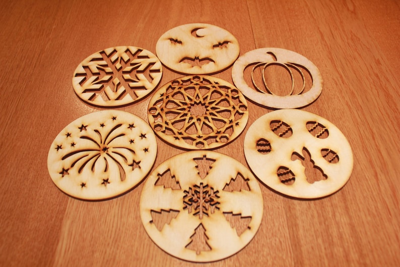 Set of 14 Seasonal Coasters Vector Files contains Adobe - Etsy