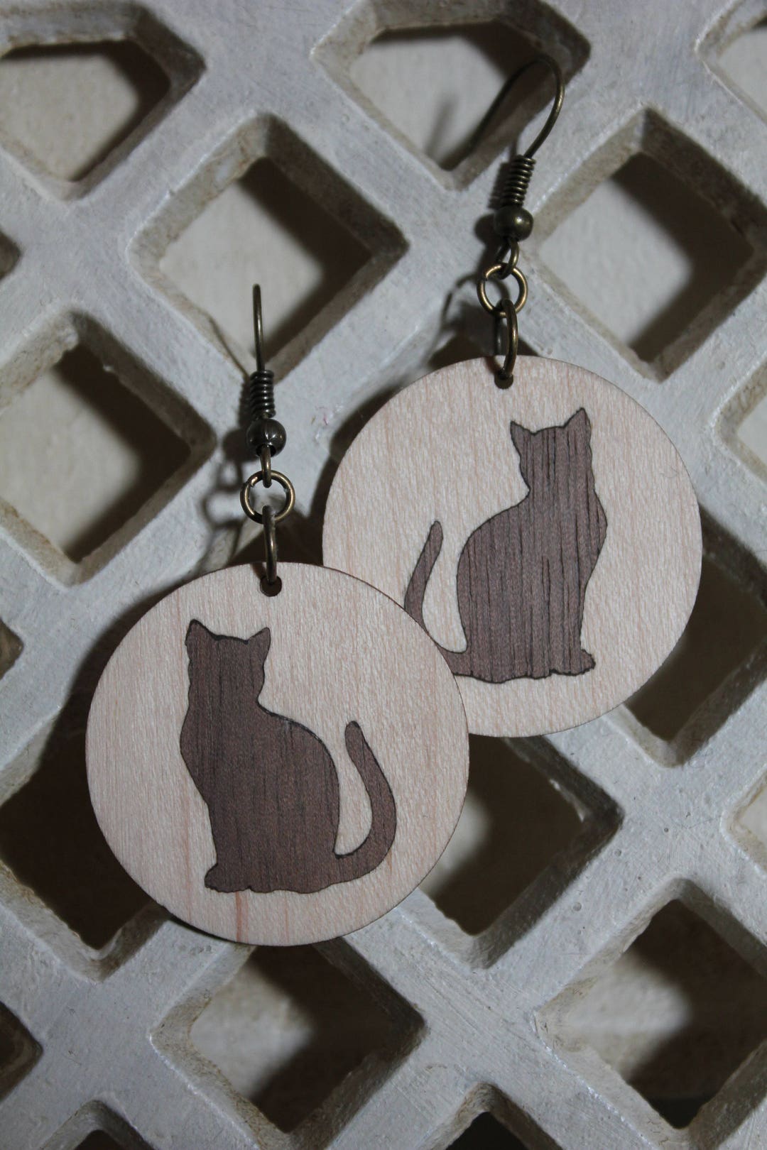 Laser-cut Walnut on Maple Inlaid Earrings - Etsy