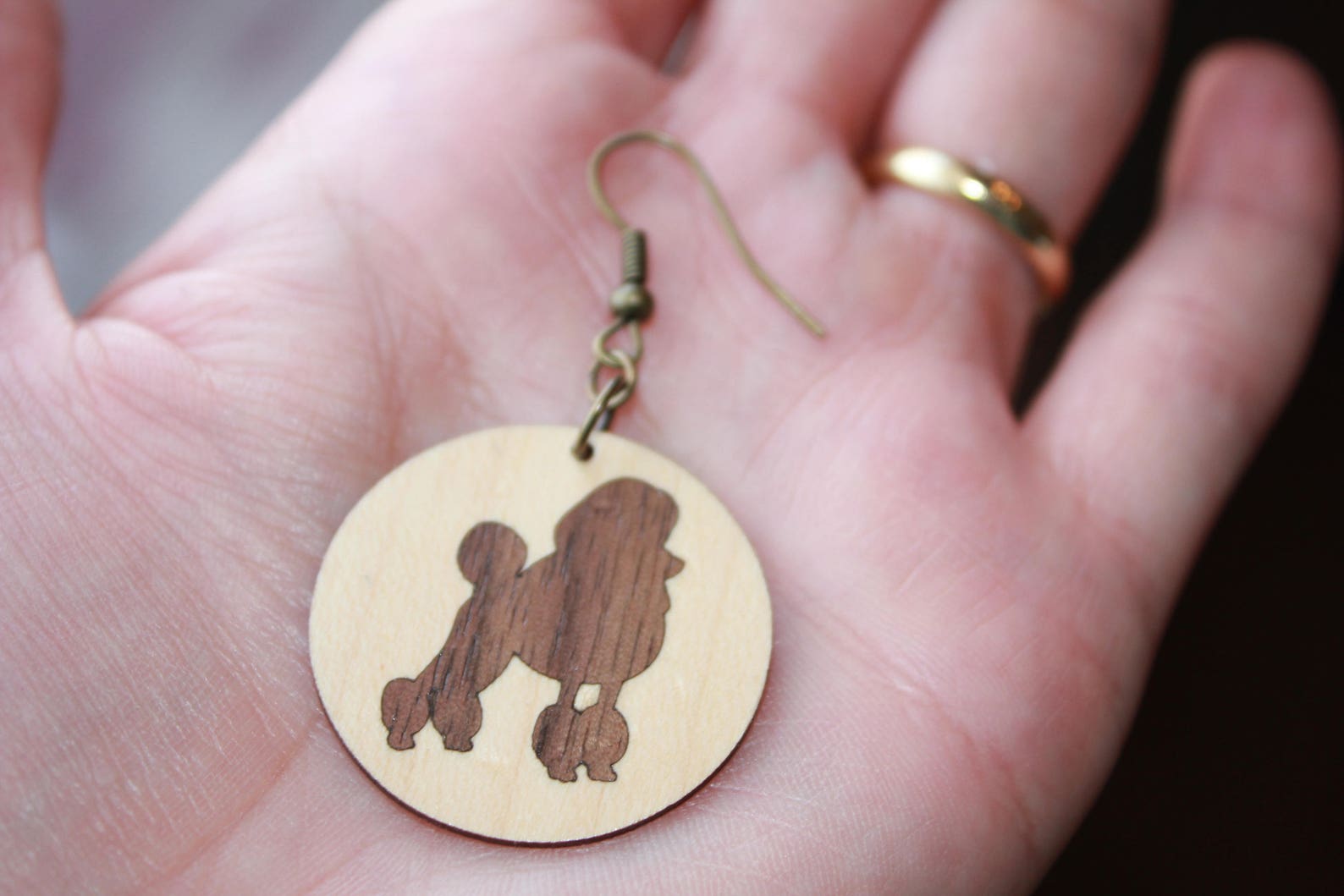 Laser-cut Walnut on Maple Inlaid Earrings | Etsy