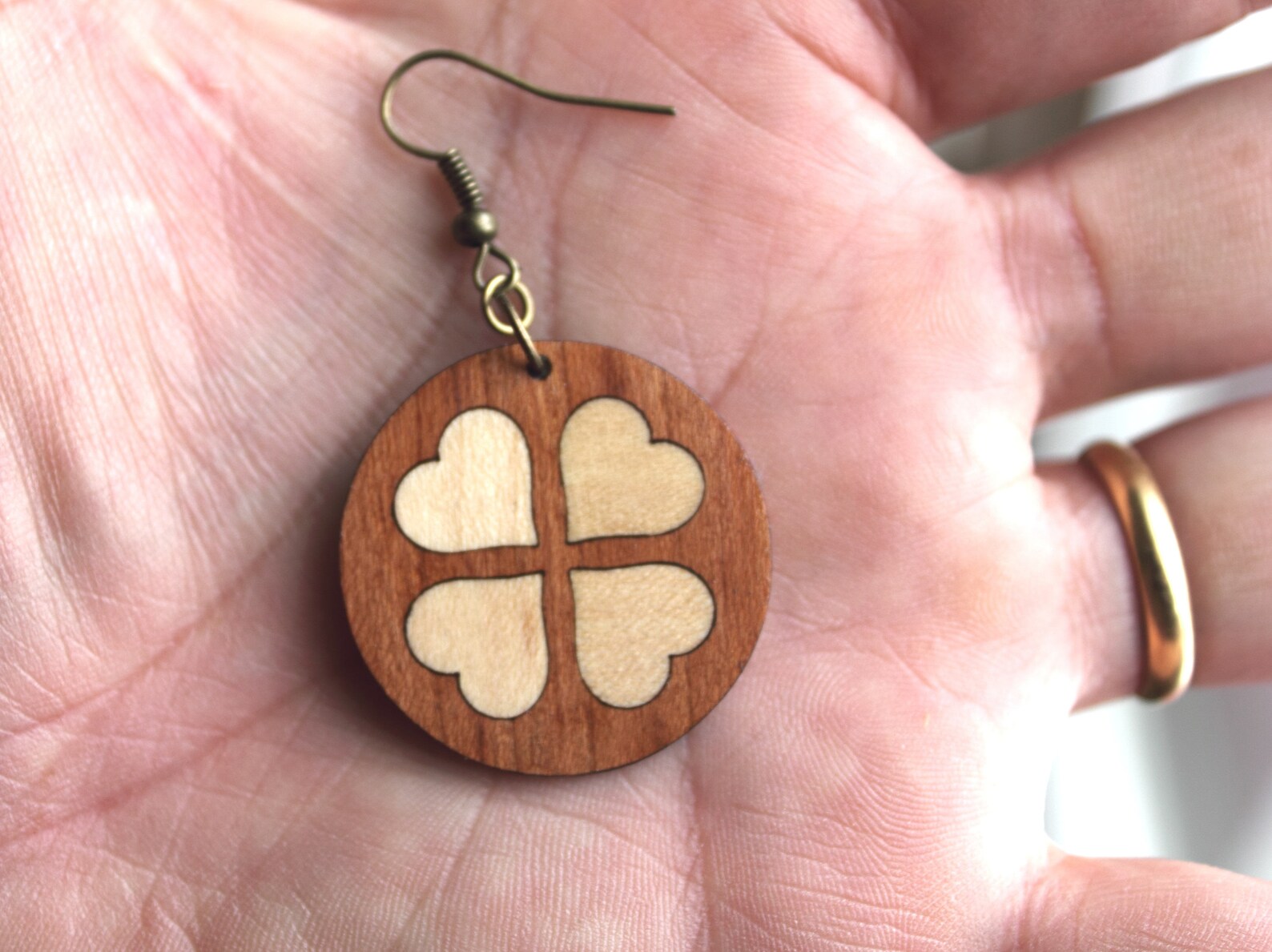 Laser-cut Maple on Cherry Inlaid Earrings - Etsy