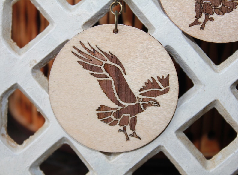 Laser-Cut Walnut on Maple Inlaid Earrings | Etsy