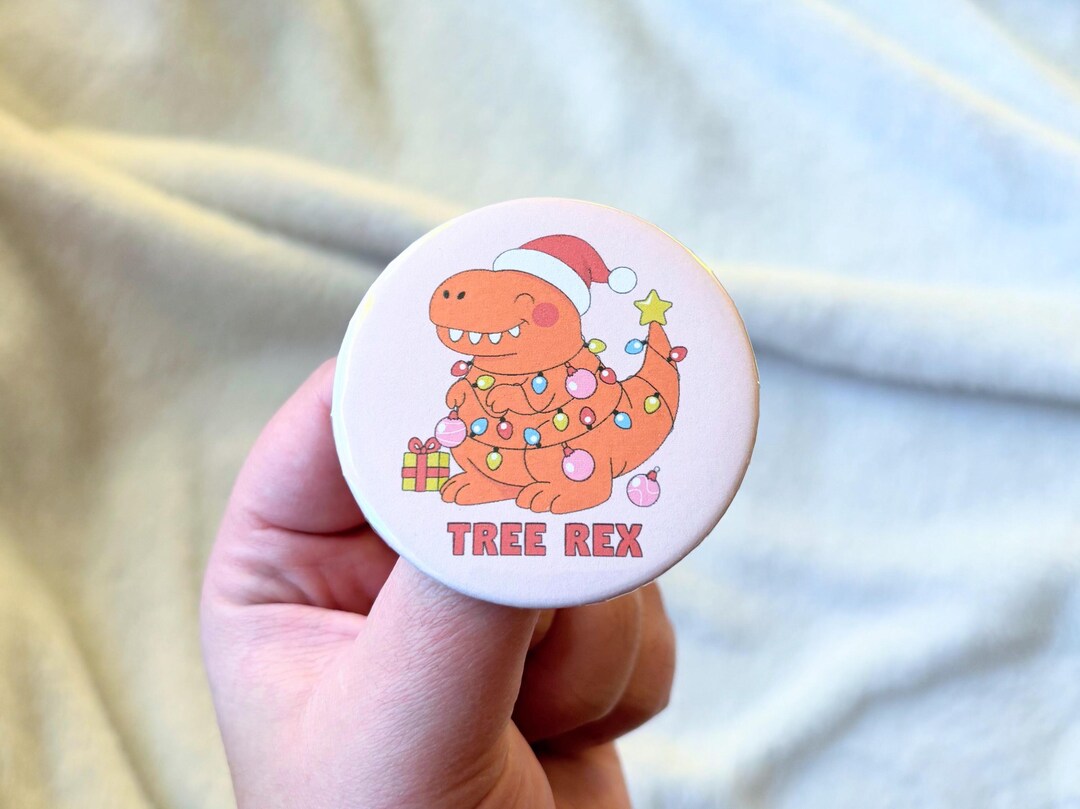 Christmas Dinosaur Tree Rex Pin Back Button or Magnet - Etsy