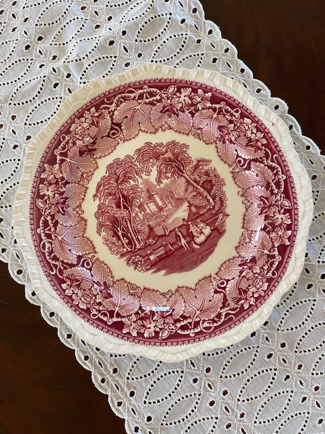 Vintage English Red Transferware Ironstone - Etsy