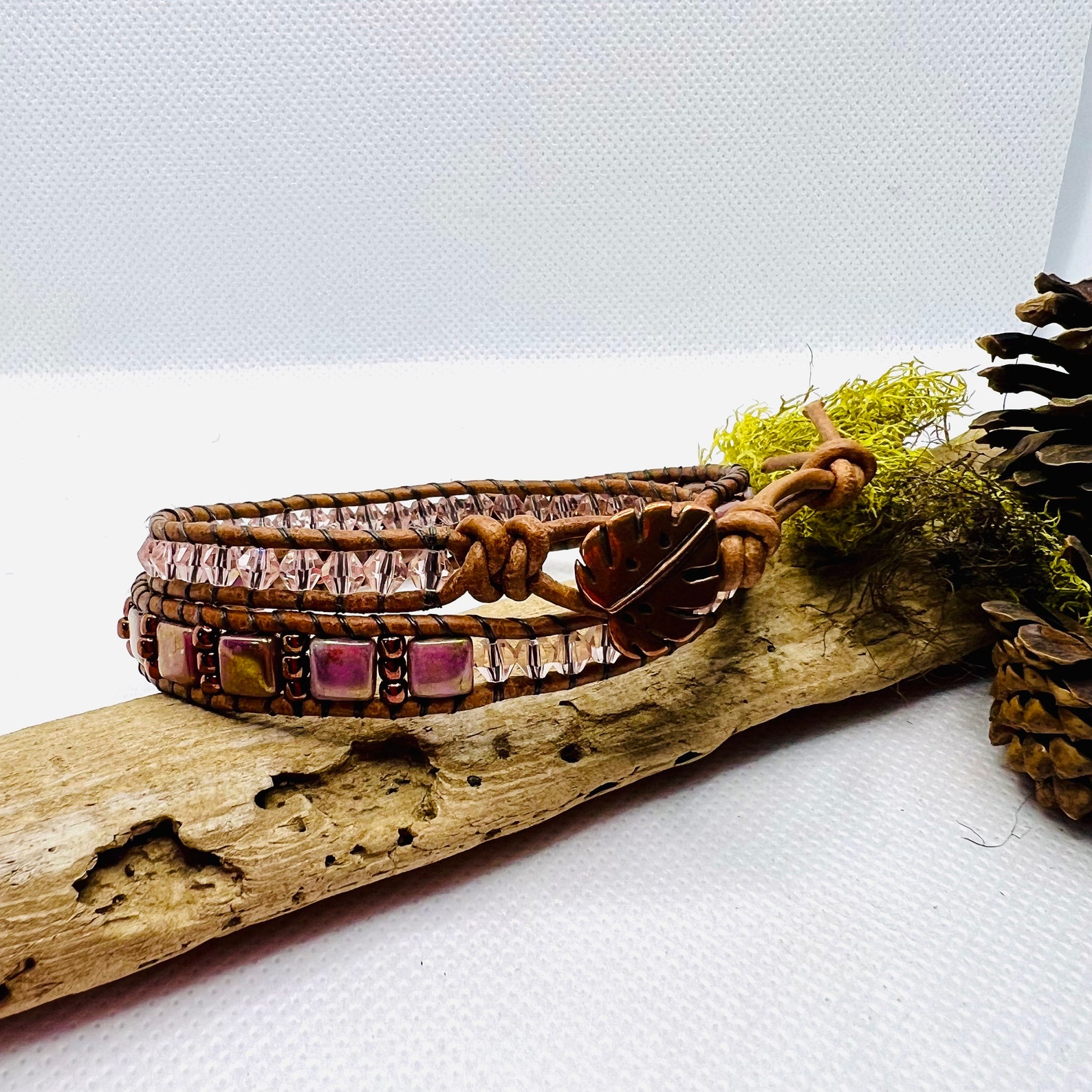 Double Beaded Leather Wrap Bracelet Beaded Bracelet Leather - Etsy