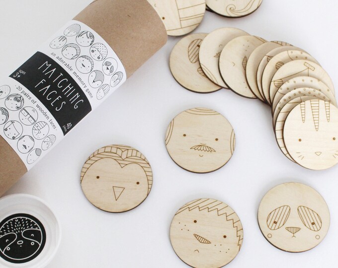 Wooden Faces Matching Game Memory Game Preschool Play Based Learning ...