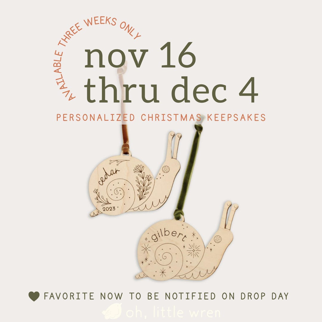 Personalized Wooden Snail Christmas Ornament • Custom Name Woodland ...