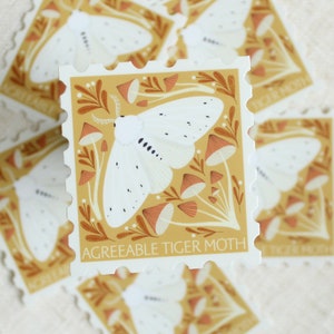Moth Vinyl Stickers, Stamp Shaped Luna Moth, Maple Moth, Tiger Moth ...