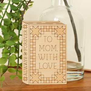Mother's Day Mini Wood Book Card Book Lover Mom Gift Inspirational and ...