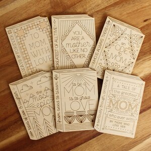 Mother's Day Mini Wood Book Card Book Lover Mom Gift Inspirational and ...