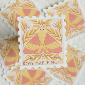 Moth Vinyl Stickers, Stamp Shaped Luna Moth, Maple Moth, Tiger Moth ...