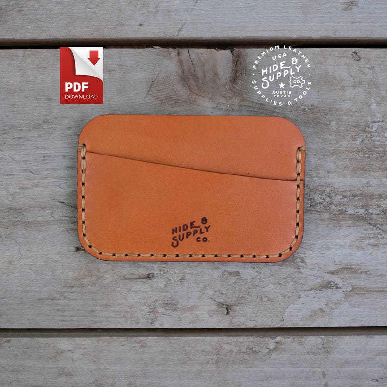 Simple Three Pocket Card Wallet Case Template Pattern Guide PDF 8.5 X ...