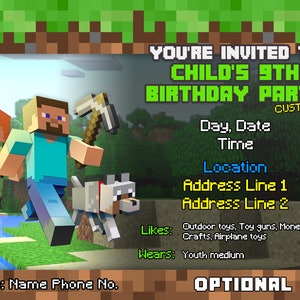 Mining Inspired Birthday Party Invite - 8.5" X 5.5" - Etsy