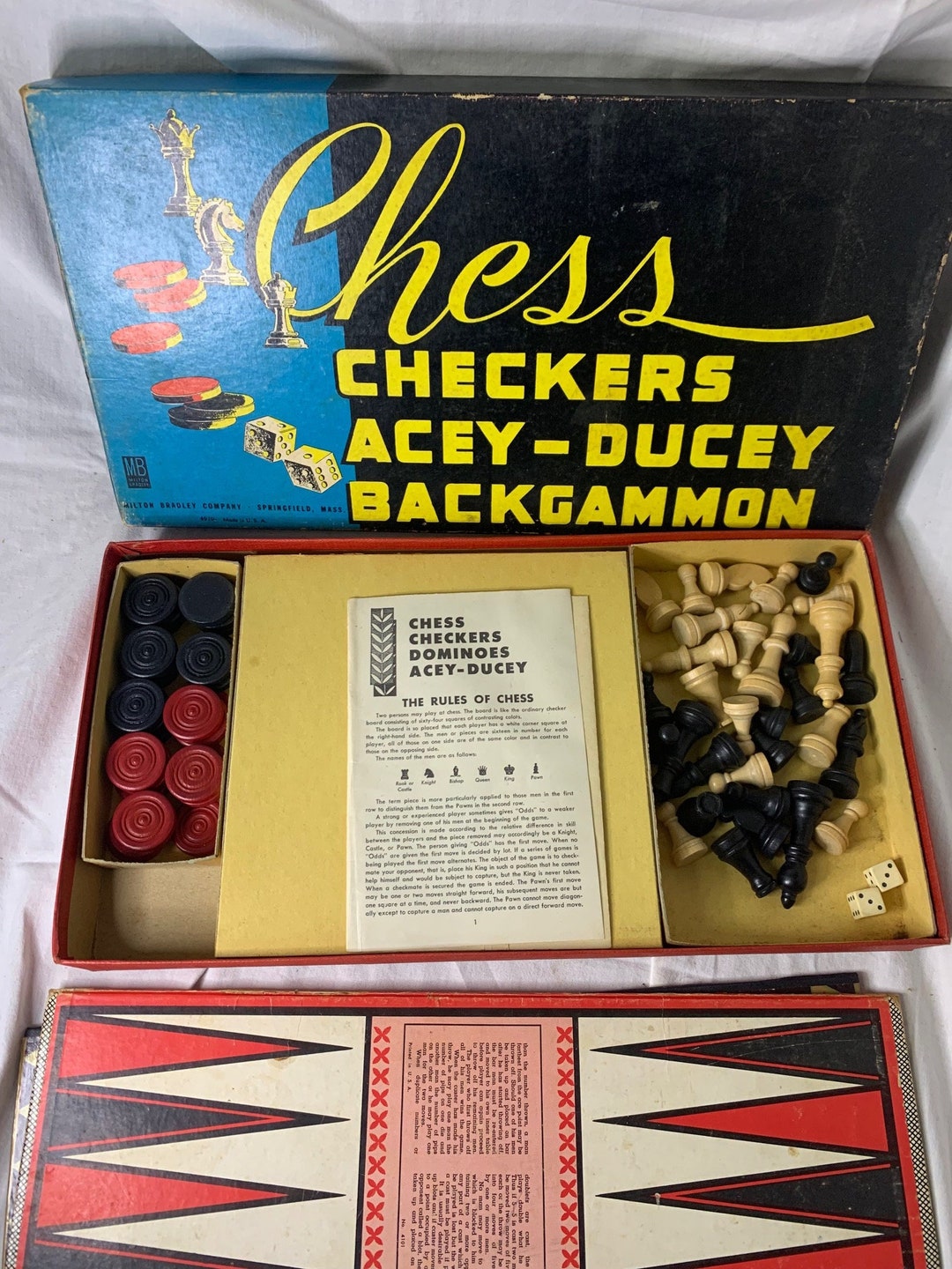 Vintage 1944 Games Chess Checkers Acey Ducey Backgammon - Etsy