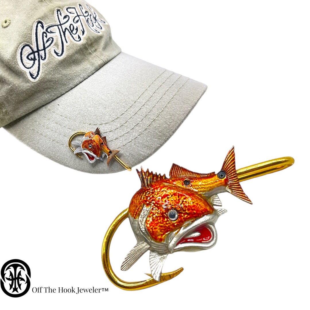 Redfish Hookit© (turning #4) Hat Clip.. Fishing Hat Hook - Brim Clip ...