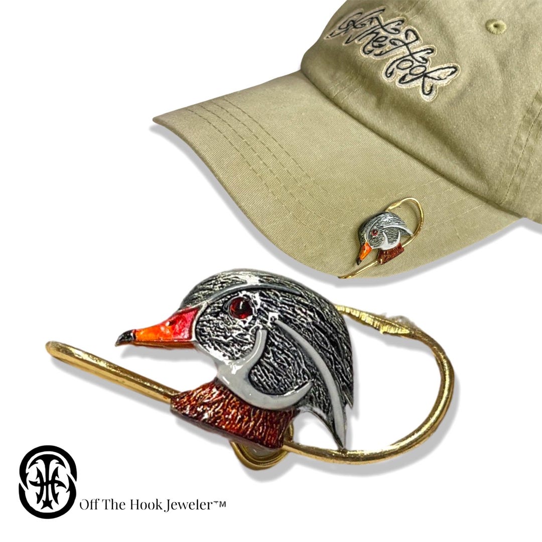 Wood Duck Head Hat Clip: Hand-painted Fishing Hook Pin - Etsy