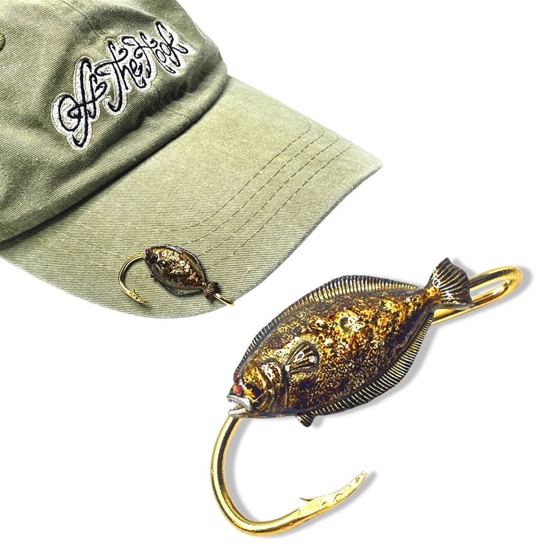 Flounder Hat Hookit © Fishing Hat Clip Hat Clip Fishing - Etsy