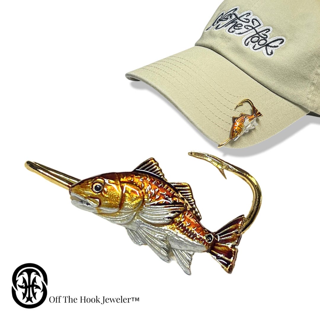 Redfish Hookit Fishing Hat Clip: Hand-crafted Pewter Fish Hook - Etsy