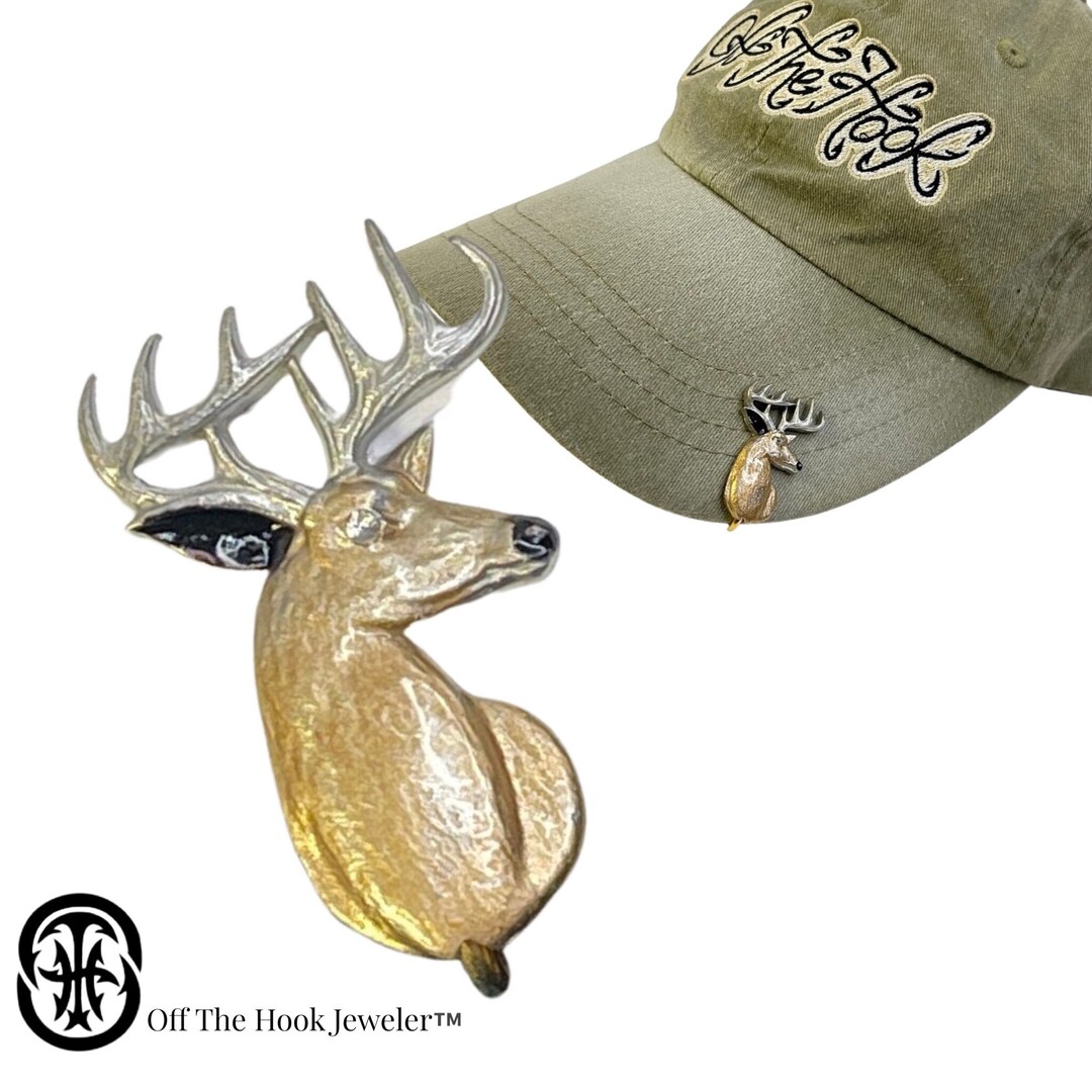 White Tail Deer hookit© Hat Clip Brim Clip White Tail Buck Fishing Hat ...