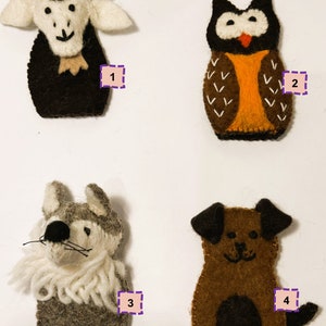 Felt Finger Puppets | Animals : Rabbit, Owl, Bull, Puppy, Dog, Bear ...