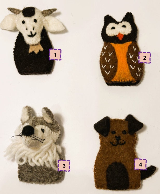 Felt Finger Puppets | Animals : Rabbit, Owl, Bull, Puppy, Dog, Bear ...