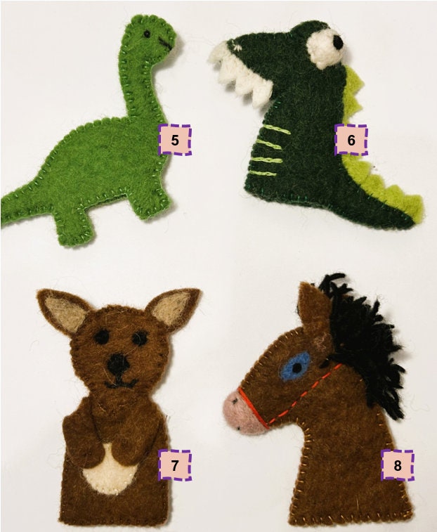 Felt Finger Puppets | Animals : Rabbit, Owl, Bull, Puppy, Dog, Bear ...