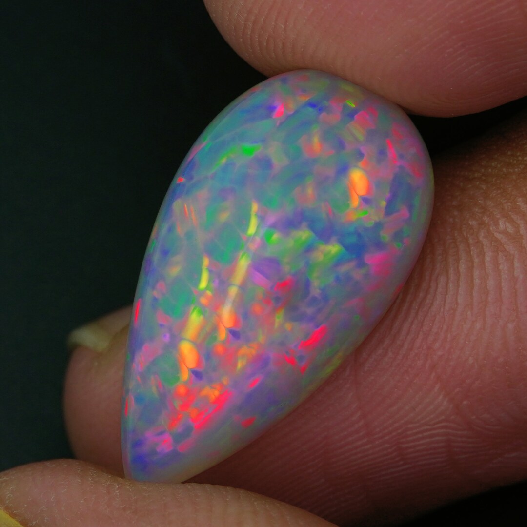 9.82 CT Catching-fire Cloudy Pattern 100% Natural White Opal Cab - Etsy