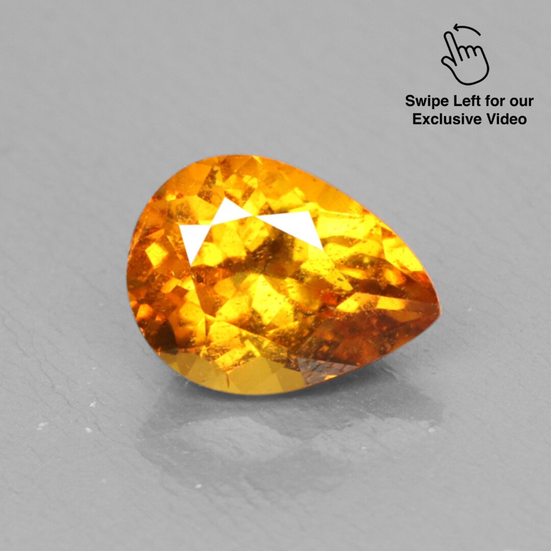 1.55 CT Delightful Unique Color ! Merigold Clinohumite Gemstone Pear ...
