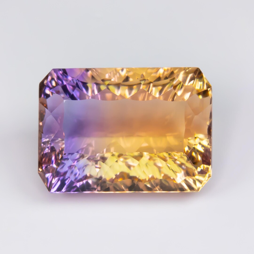 6.40 Ct Top Sparkling Bi-color Ametrine Concave Cut Purple & Yellow ...