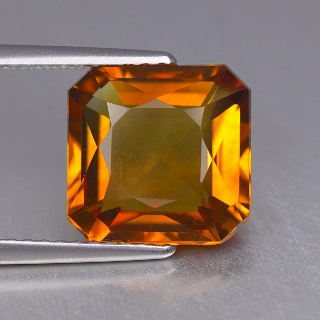 3.55 CT SUPER RARE ! Madeira Citrine 100% Natural Loose Gemstome Square ...