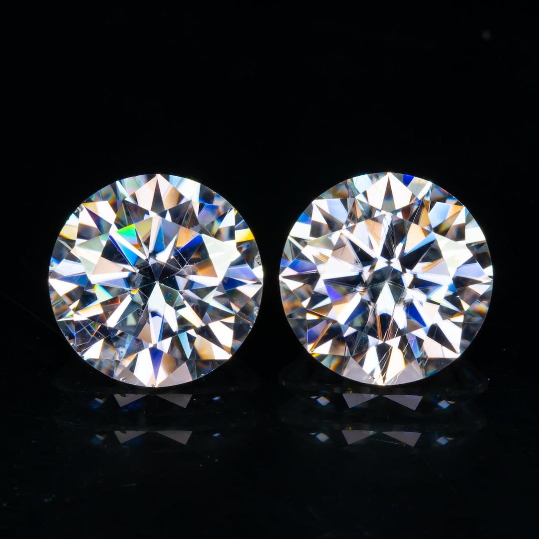 3.51 CT White Moissanite Gemstone Pair, Round Cut 8.08mm - Etsy