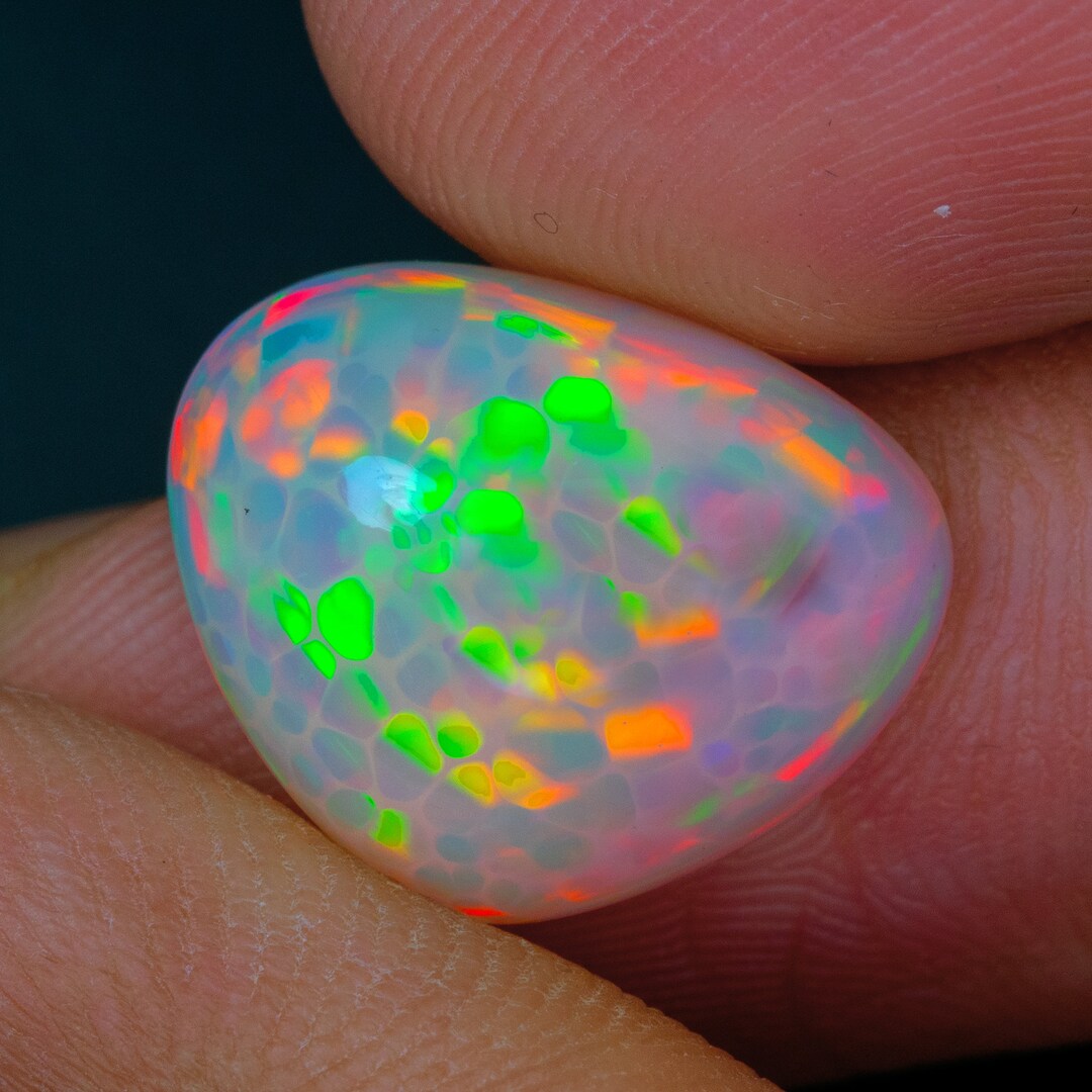 Opal Cab 7.31 CT Suprising Fire Flashing Honey Comb Welo Rainbow Play ...