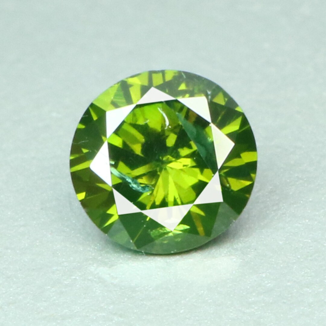 0.17 CT Natural Deep Green Diamond Round Shape Premium Quality From ...