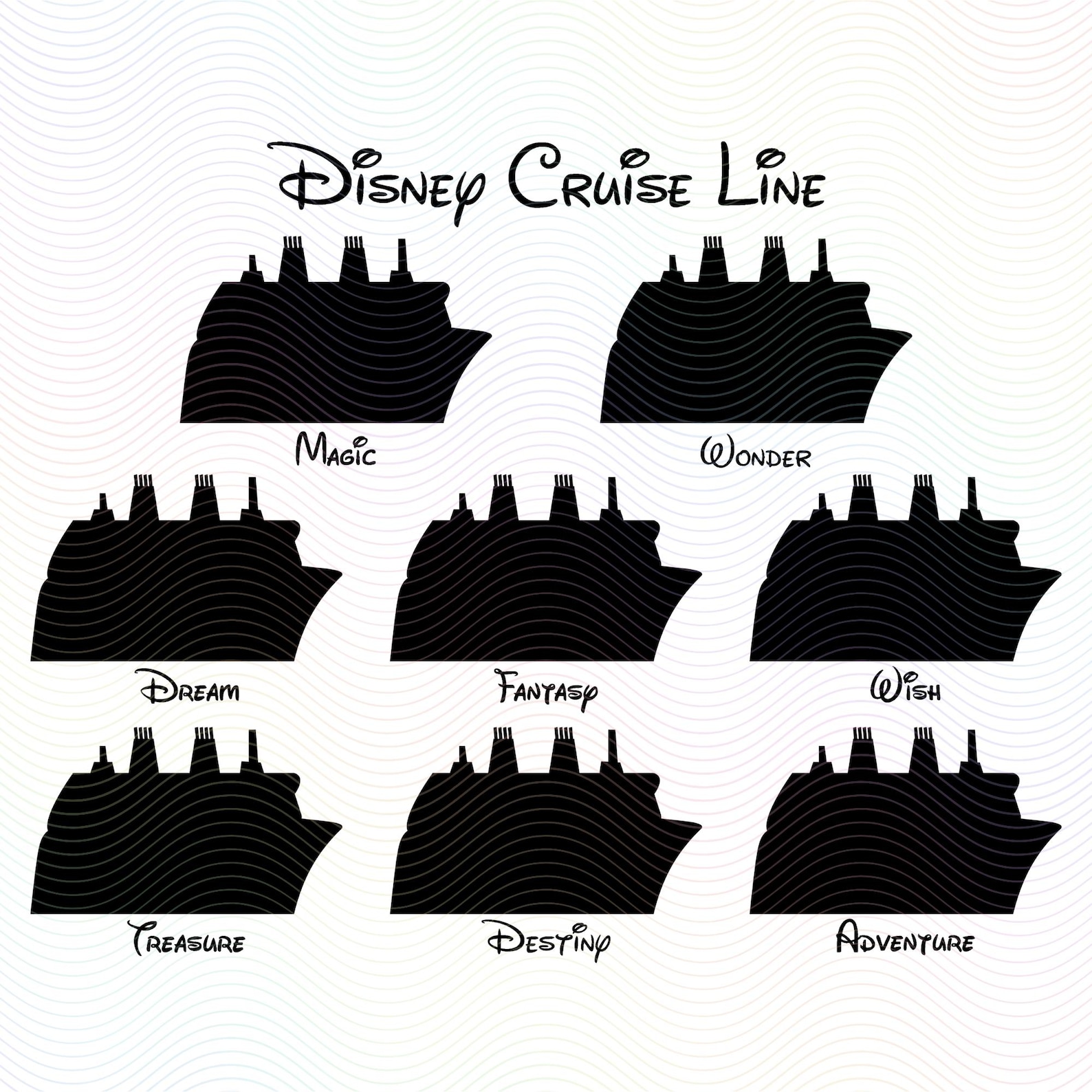 Digital Download Disney Cruise Line Ship Silhouette Picture Frame SVG ...