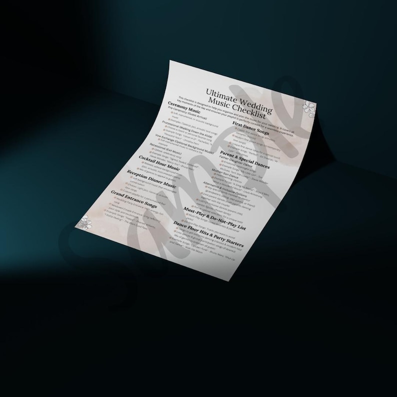 Wedding Music Checklist: Ultimate Song Planner (PDF Download) - Etsy