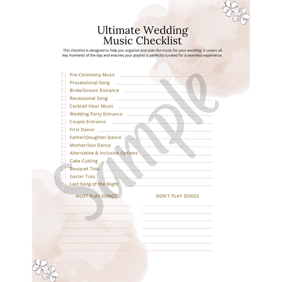 Wedding Music Checklist: Ultimate Song Planner (PDF Download) - Etsy
