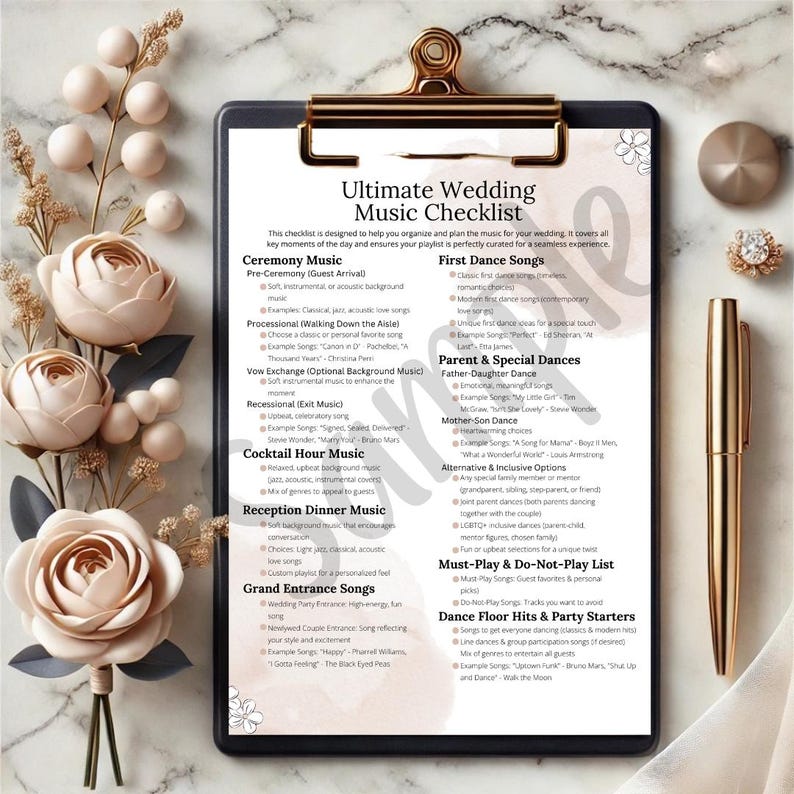 Wedding Music Checklist: Ultimate Song Planner (PDF Download) - Etsy