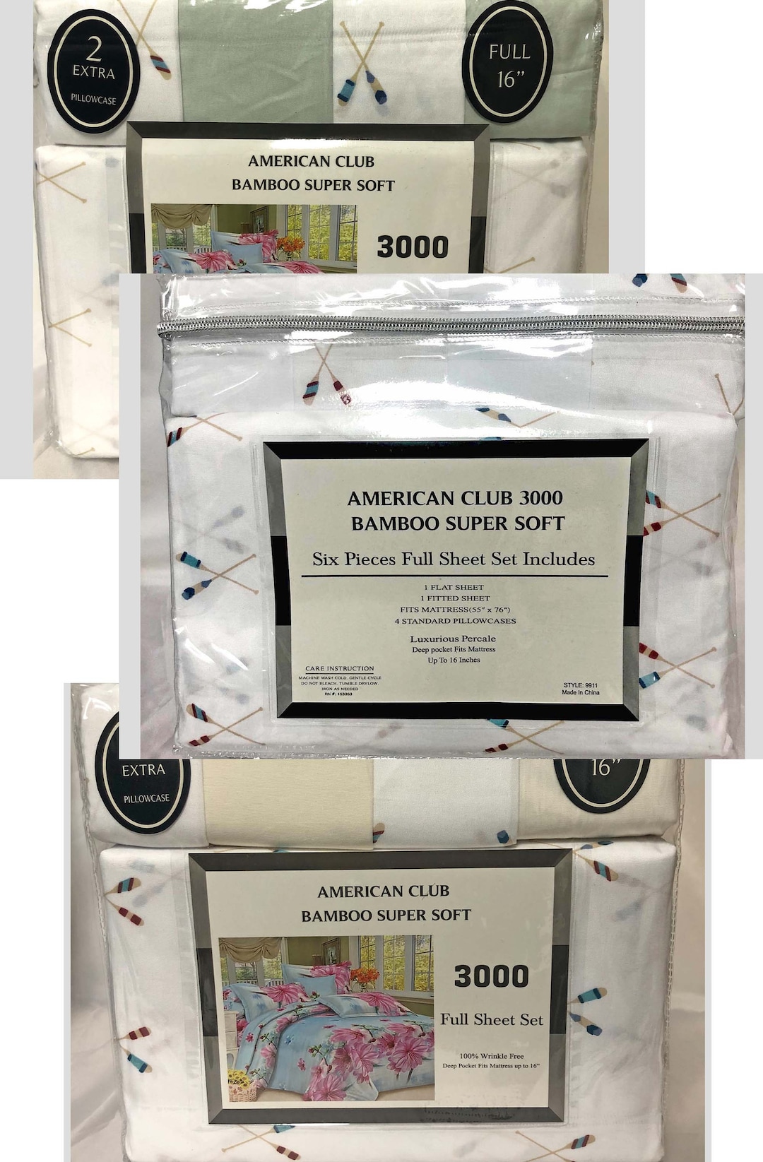 BAMBOO Bed Sheets New Year Gift Set of 6 Full Size 3000 Thread Count ...